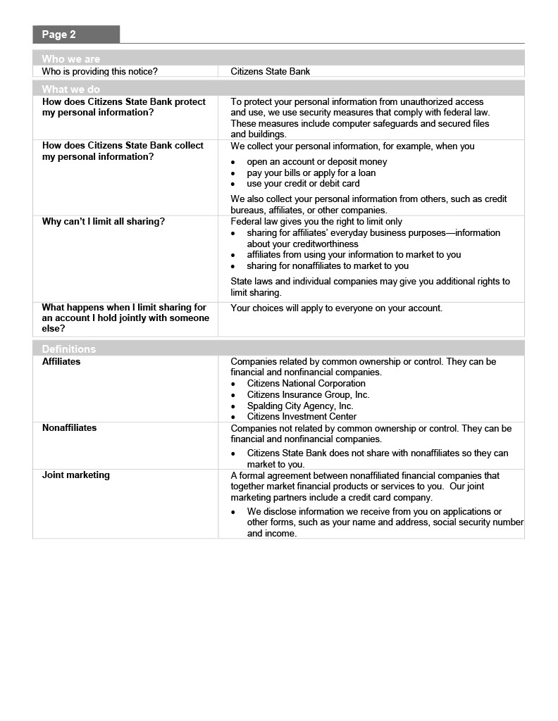 Privacy and Security | Citizens State Bank